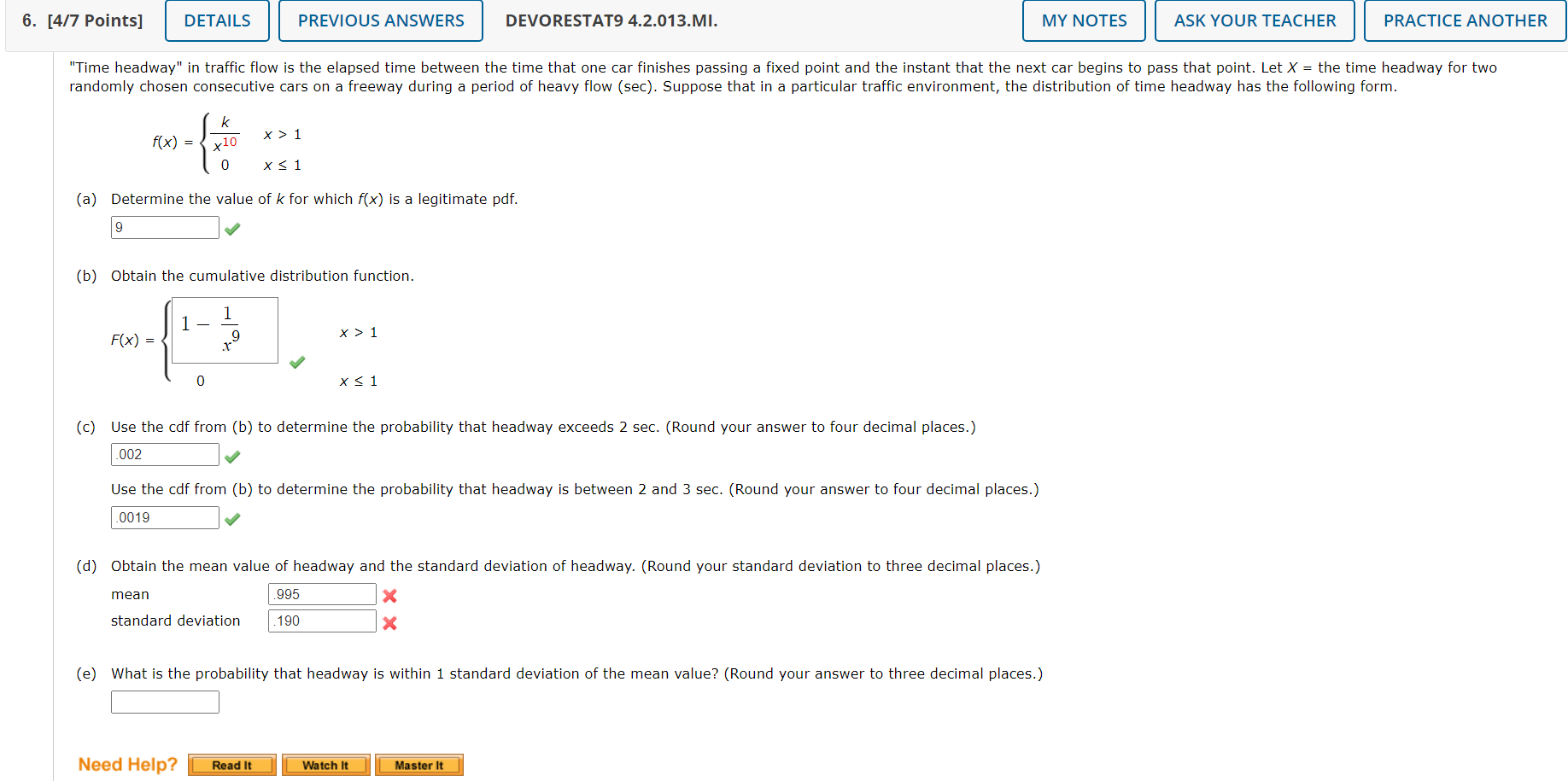 Solved 6. [4/7 Points] DETAILS PREVIOUS ANSWERS DEVORESTAT9 | Chegg.com