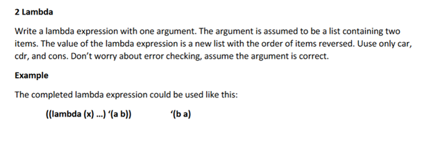 Solved 2 Lambda Write a lambda expression with one argument. | Chegg.com