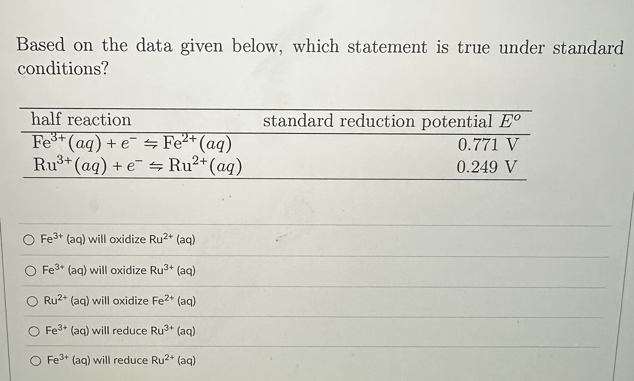 Solved Based on the data given below, which statement is | Chegg.com