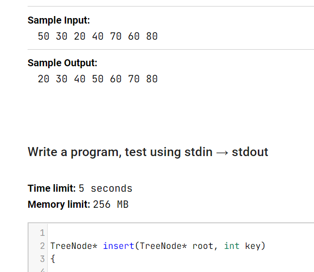 Solved Binary Search Tree Insertion Problem Statement Given | Chegg.com