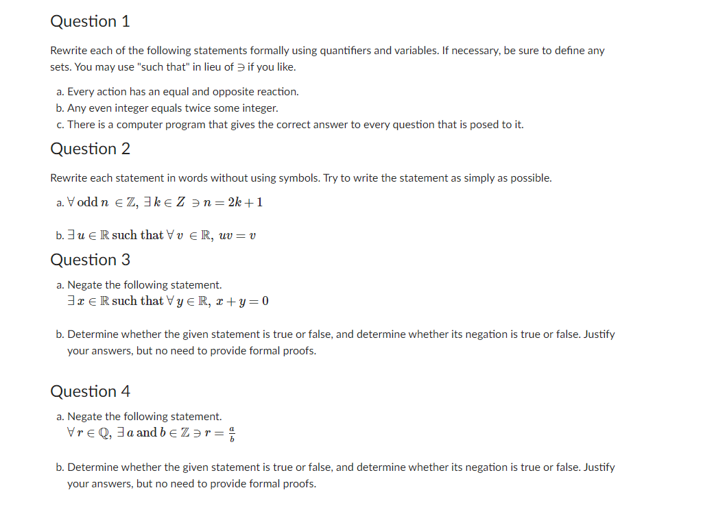 Solved Question 1 Rewrite Each Of The Following Statements 