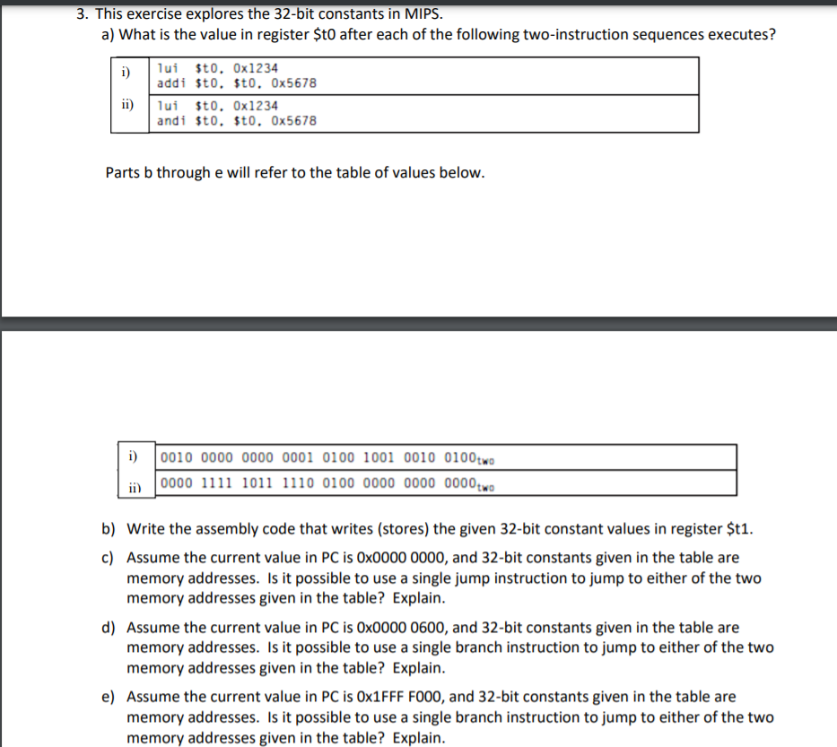 3. This exercise explores the 32-bit constants in | Chegg.com