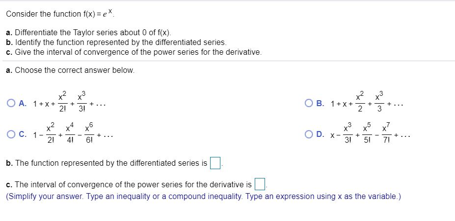 Solved Consider the function f(x)=eX a. Differentiate the | Chegg.com