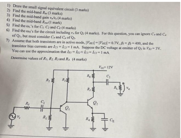 Solved 1) Draw the small signal equivalent circuit ( 3 | Chegg.com