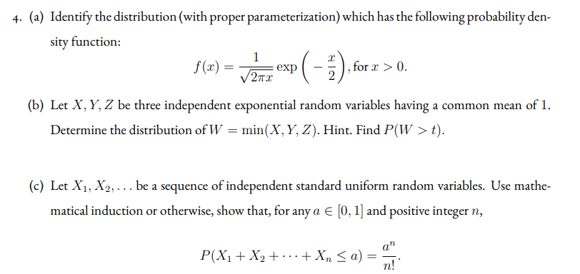 Solved 4. (a) Identify the distribution (with proper | Chegg.com