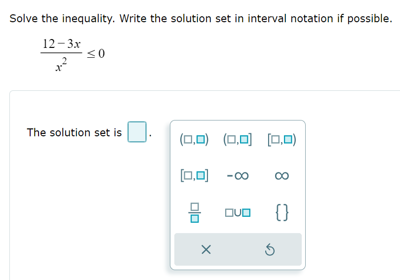 Solved Solve the inequality. Write the solution set in | Chegg.com