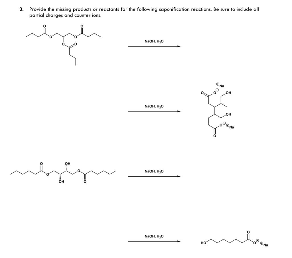 Solved 3. Provide the missing products or reactants for the | Chegg.com