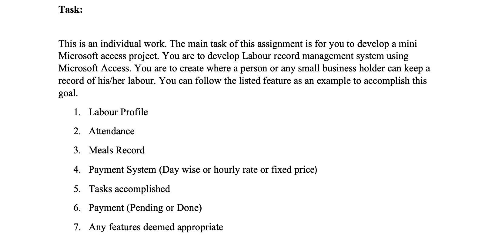Solved Task: This is an individual work. The main task of | Chegg.com