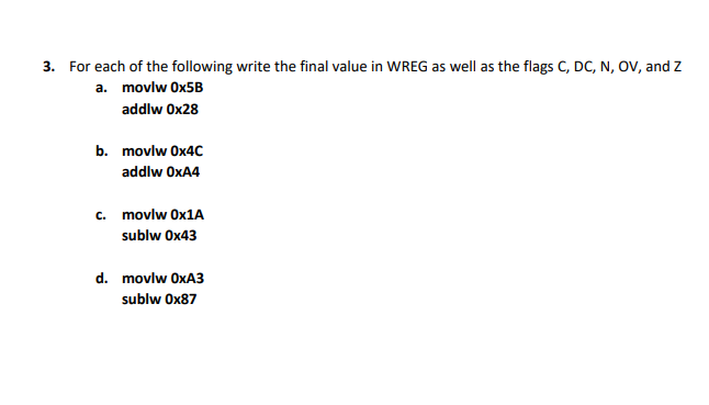 Solved For each of the following write the final value in | Chegg.com