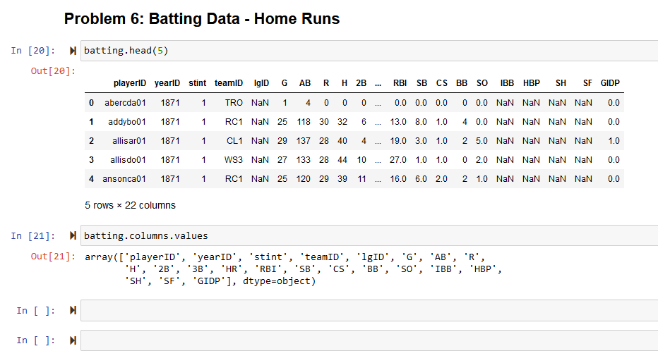 Problem 6: Batting Data - Home Runs In this problem, | Chegg.com