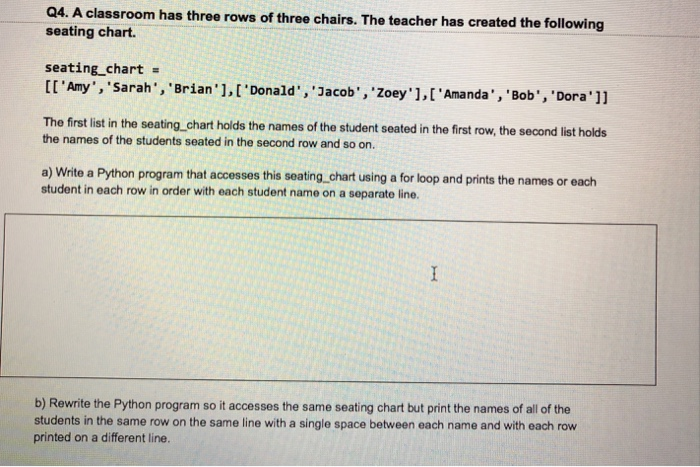 Solved Q4. A classroom has three rows of three chairs. The | Chegg.com