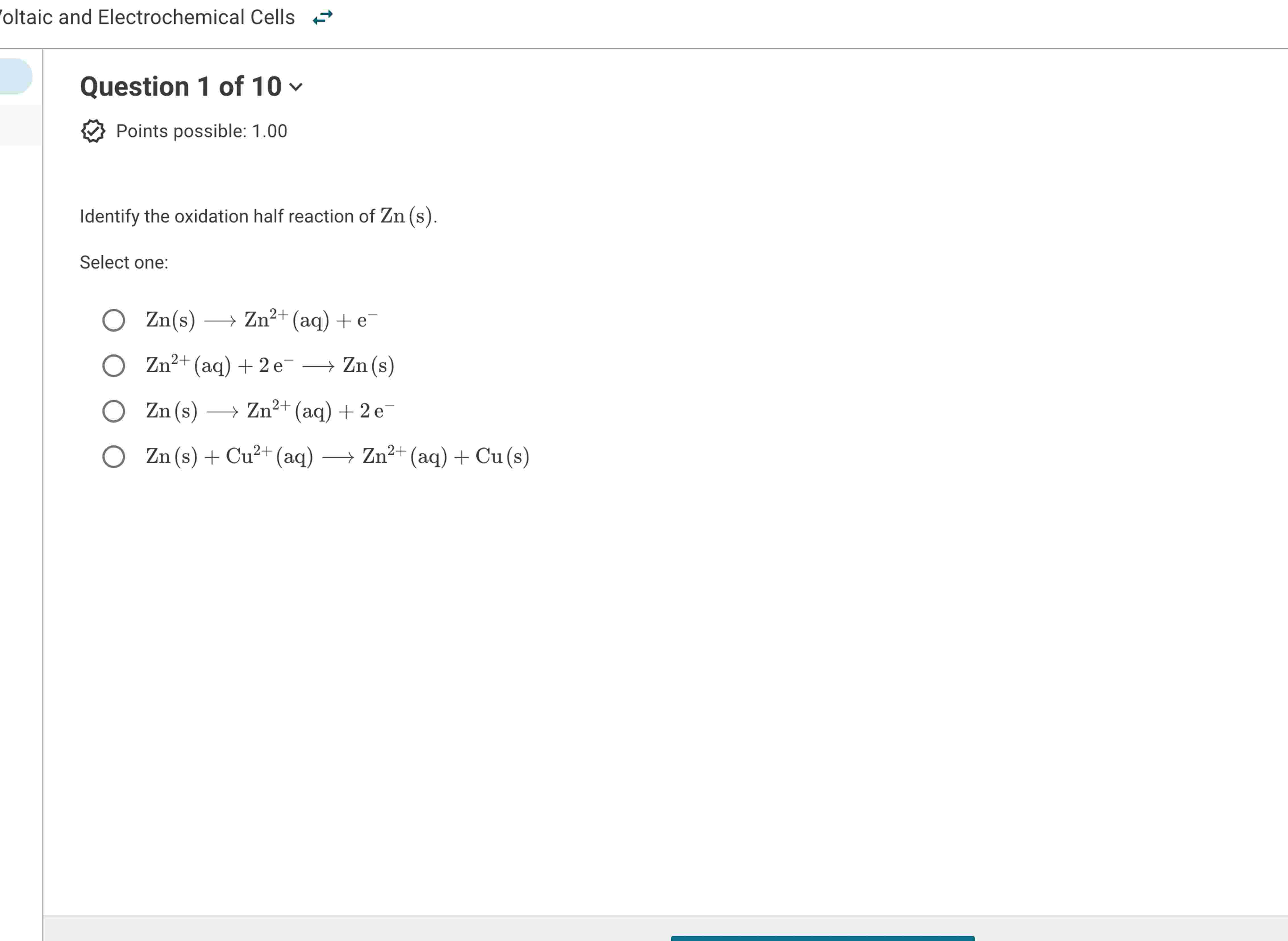 Solved Question 1 of 10Points possible: 1.00Identify the | Chegg.com
