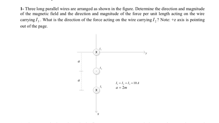 Solved Three long parallel wires are arranged as shown in | Chegg.com