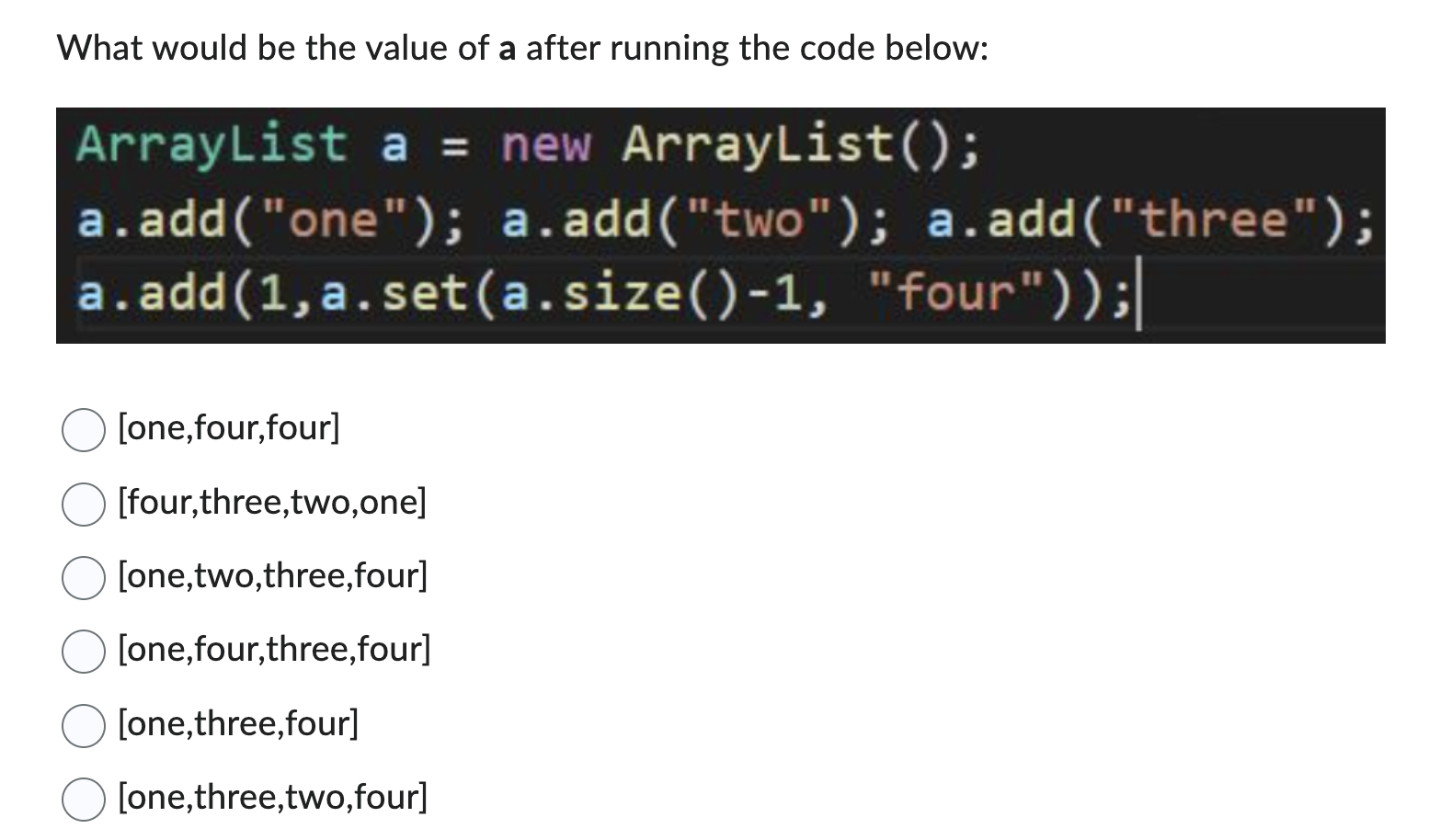 Solved What would be the value of a after running the code | Chegg.com