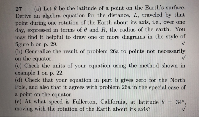 Solved 27 (a) Let θ be the latitude of a point on the | Chegg.com