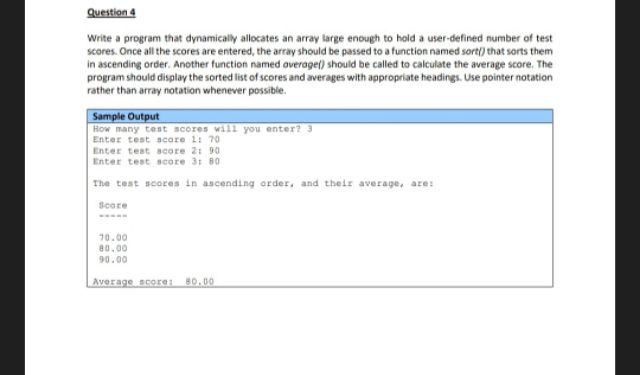 Solved Question 4 Write A Program That Dynamically Allocates 6411