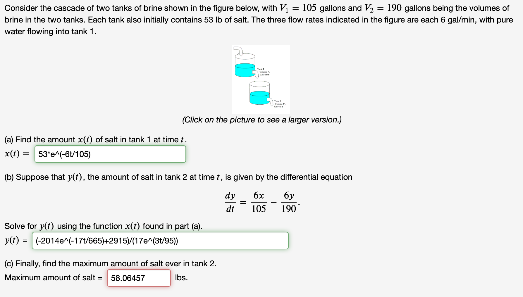 Solved Consider the cascade of two tanks of brine shown in | Chegg.com