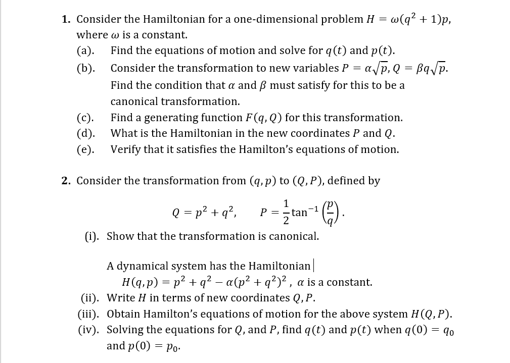 Solved = (b). 1. Consider the Hamiltonian for a | Chegg.com
