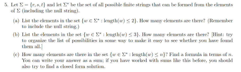 Solved 5 Let Σ And Let Σ Be The Set Of All Possible 