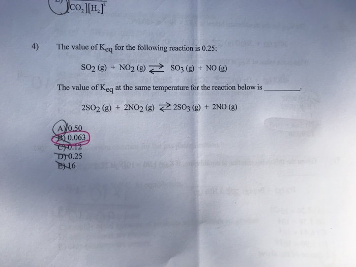 Solved co,J[H,] 4) The value of Keq for the following | Chegg.com