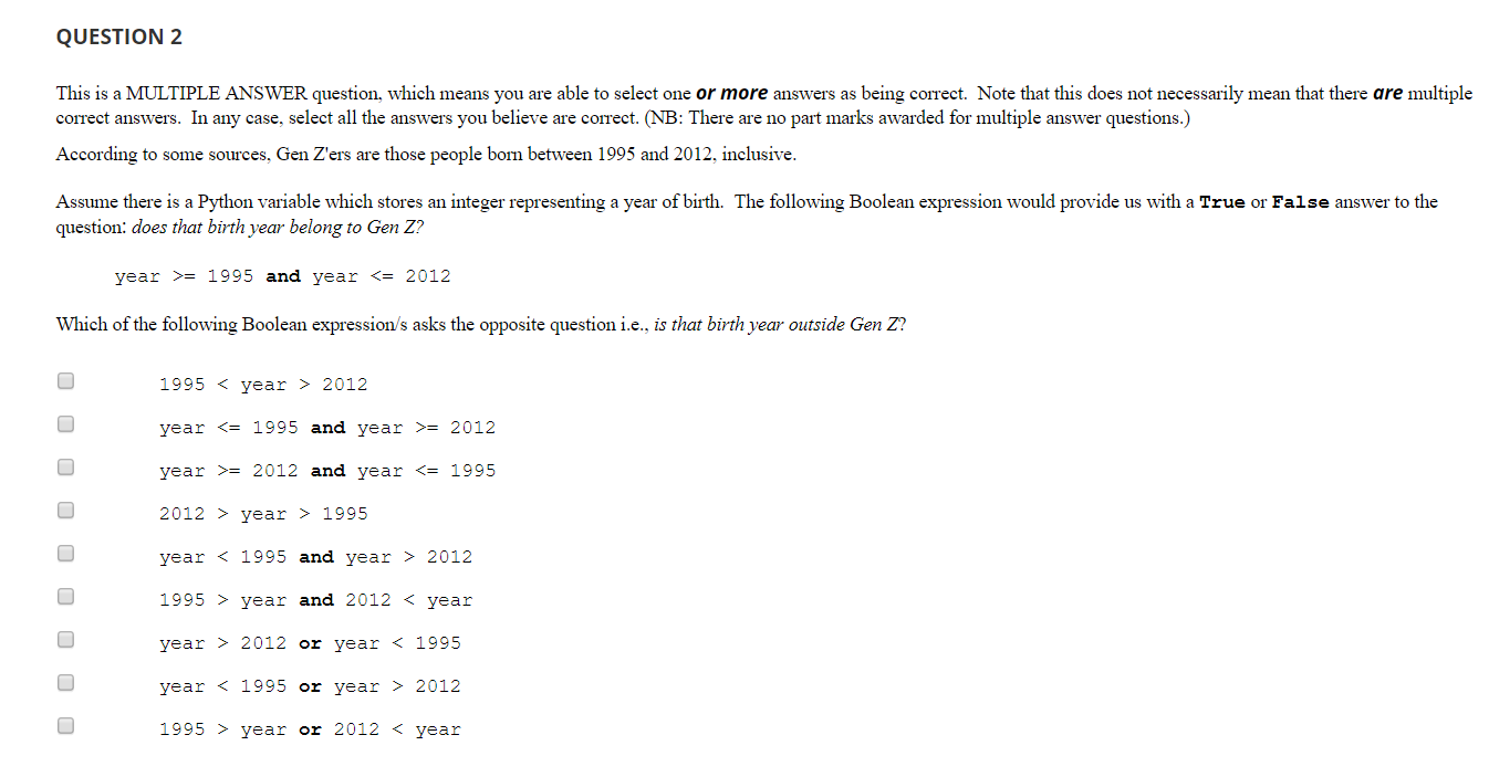 Solved QUESTION 2 This is a MULTIPLE ANSWER question, which | Chegg.com