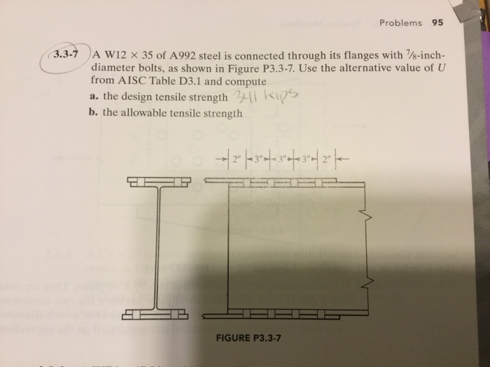 Solved Problems 95 A w12 × 35 of A992 steel is connected | Chegg.com