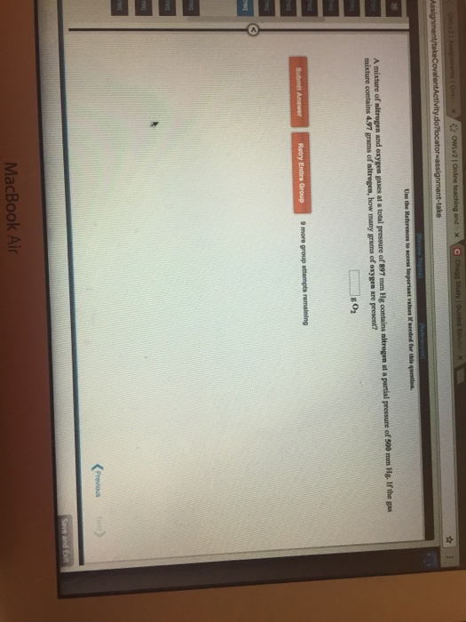 Solved A mixture of nitrogen and oxygen gases at a total | Chegg.com