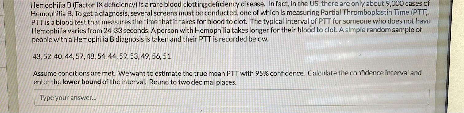 Solved Hemophilia B (Factor IX deficiency) is a rare blood | Chegg.com