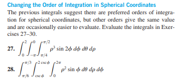 Solved Changing the Order of Integration in Spherical | Chegg.com