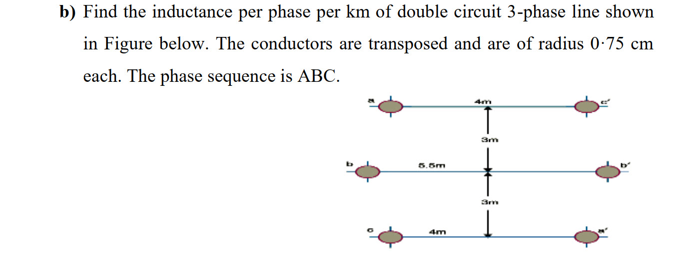 Solved B Find The Inductance Per Phase Per Km Of Double