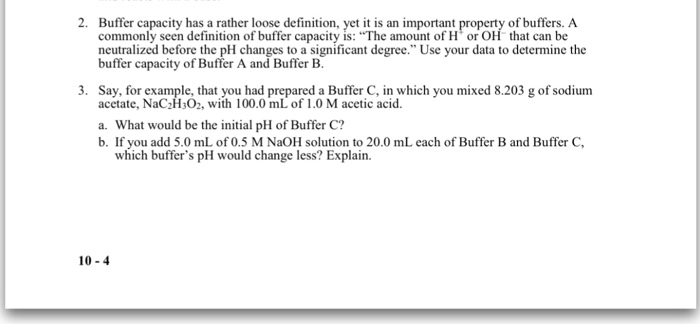 Solved TABLE Buffer A Buffer B Mass of NaC2H3O2 used to | Chegg.com