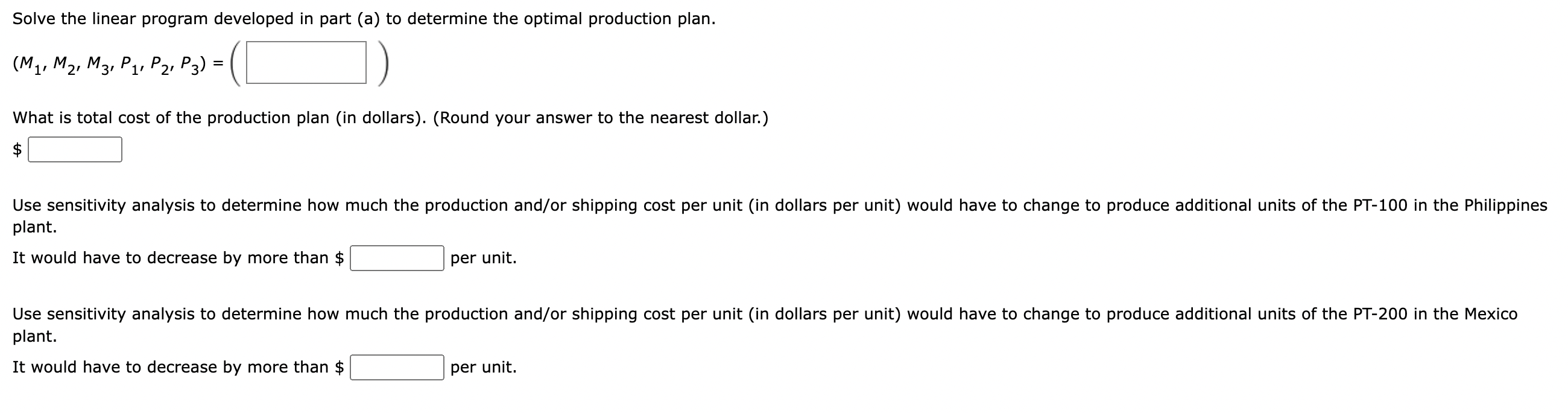 Solved unit.Develop a linear program that Photon | Chegg.com