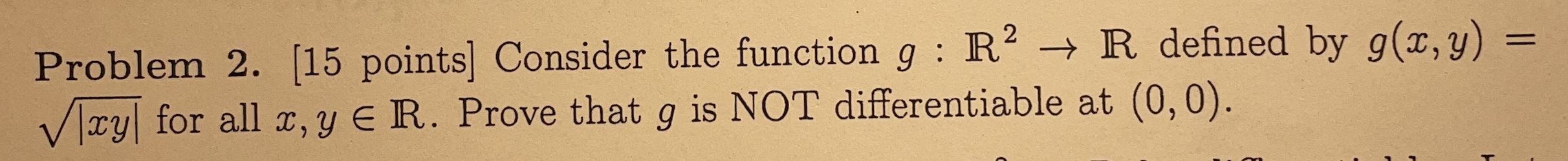 Solved Problem 2. (15 points) Consider the function g: R² + | Chegg.com