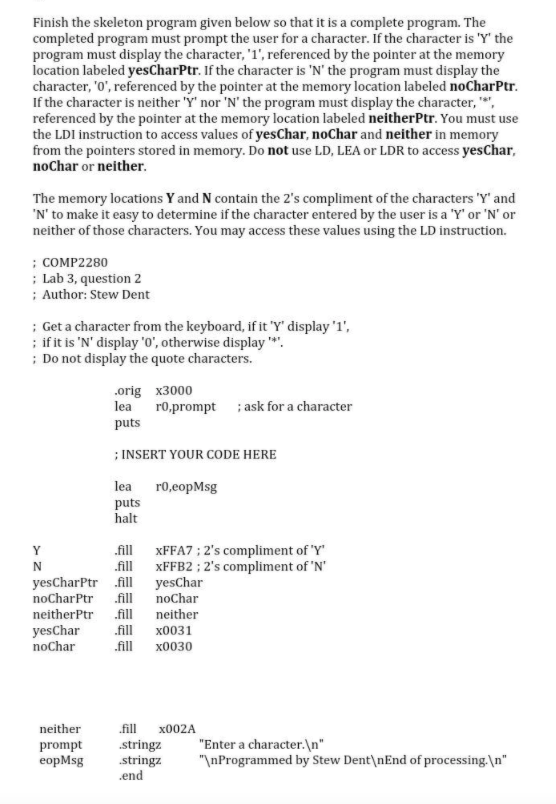 Solved Finish the skeleton program given below so that it is | Chegg.com