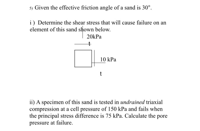 Solved Given the effective friction angle of a sand is 30 | Chegg.com