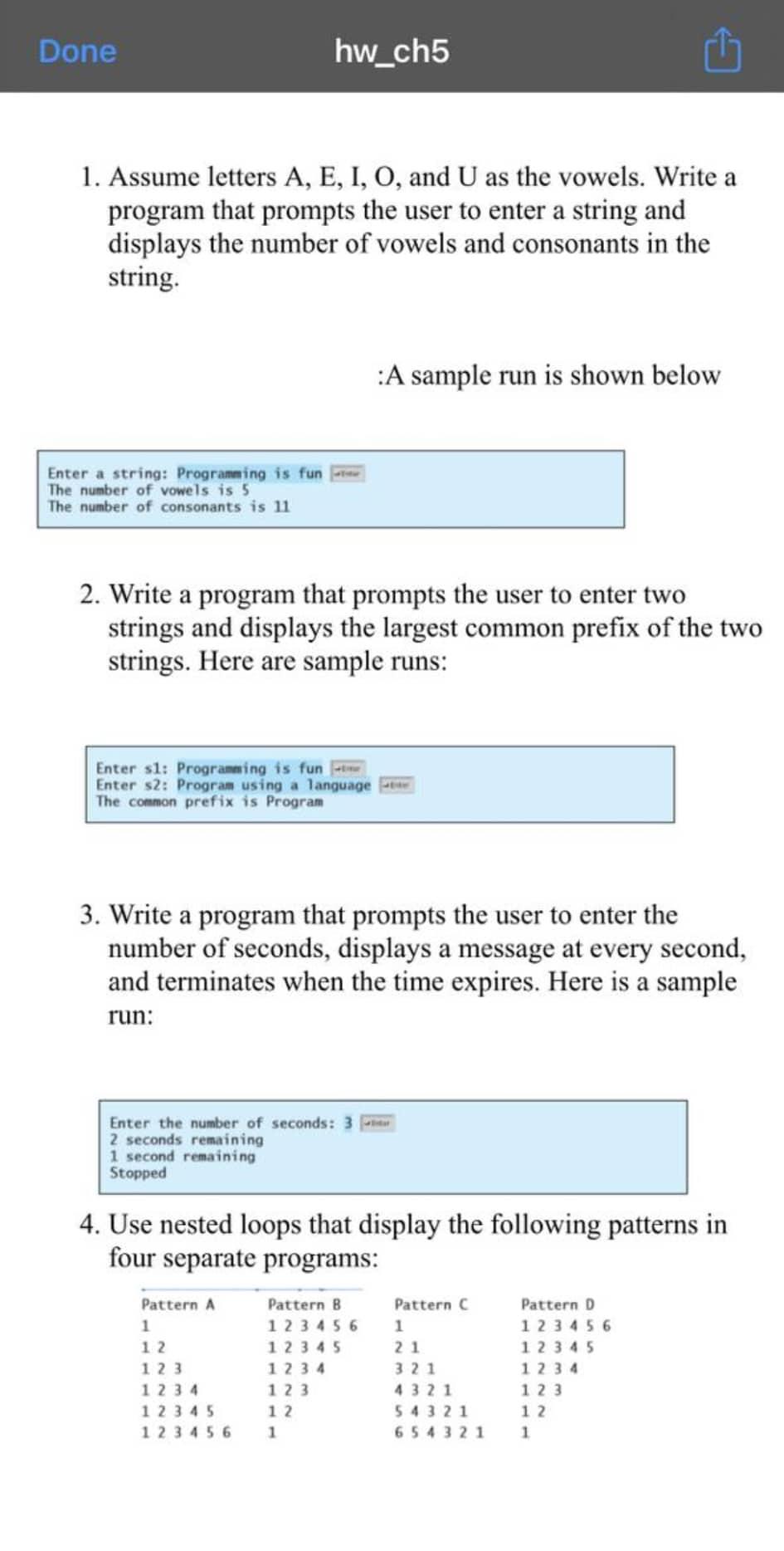 Solved Done hw_ch5 1. Assume letters A, E, I, O, and U as | Chegg.com