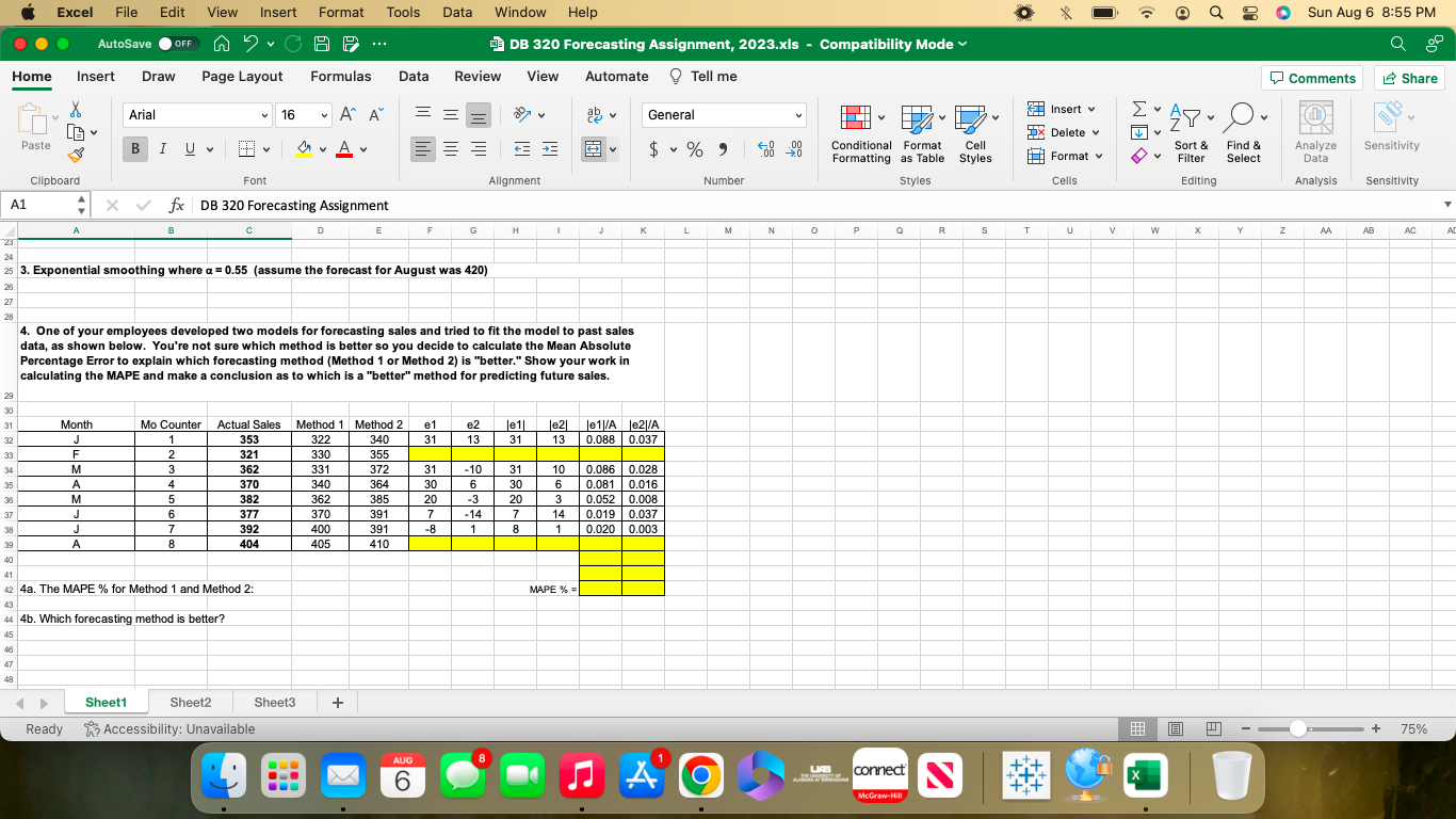 Solved 4. One of your employees developed two models for | Chegg.com