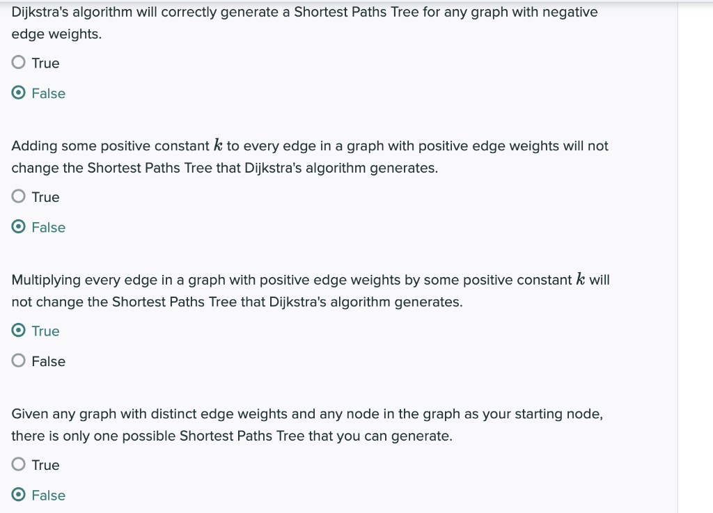Solved Dijkstra's algorithm will correctly generate a | Chegg.com