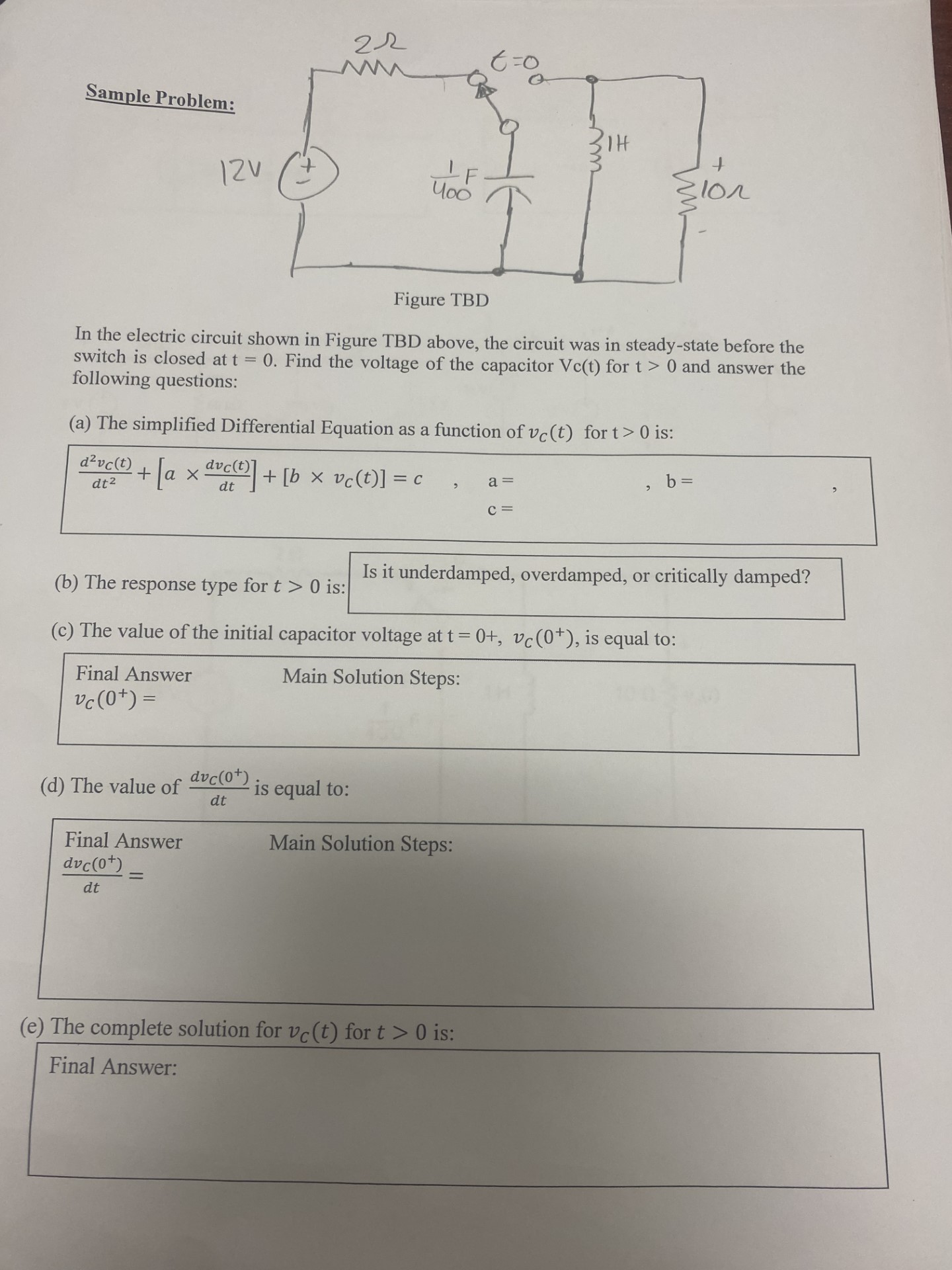 Solved )In the electric circuit shown in Figure TBD above, | Chegg.com