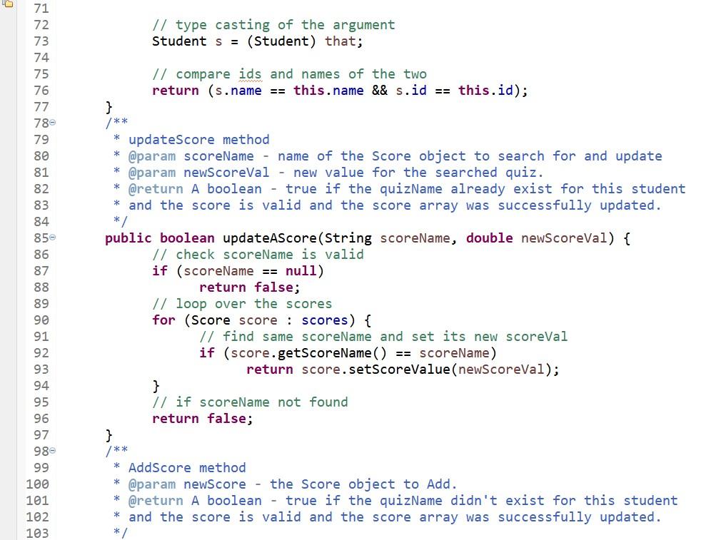 Solved I created a Student class in an assignment package in | Chegg.com