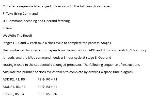 Solved Consider a sequentially arranged processor with the | Chegg.com