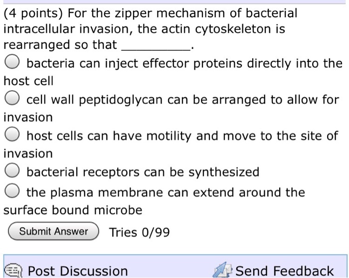Solved (4 points) For the zipper mechanism of bacterial | Chegg.com
