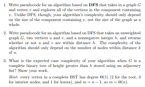 Solved 1. Write pseudocode for an algorithm based on DFS | Chegg.com