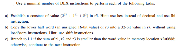 Use a minimal number of DLX instructions to perform | Chegg.com