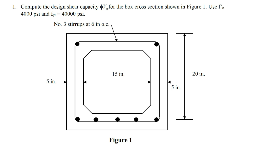 Solved 1. Compute the design shear capacity фК, for the box | Chegg.com