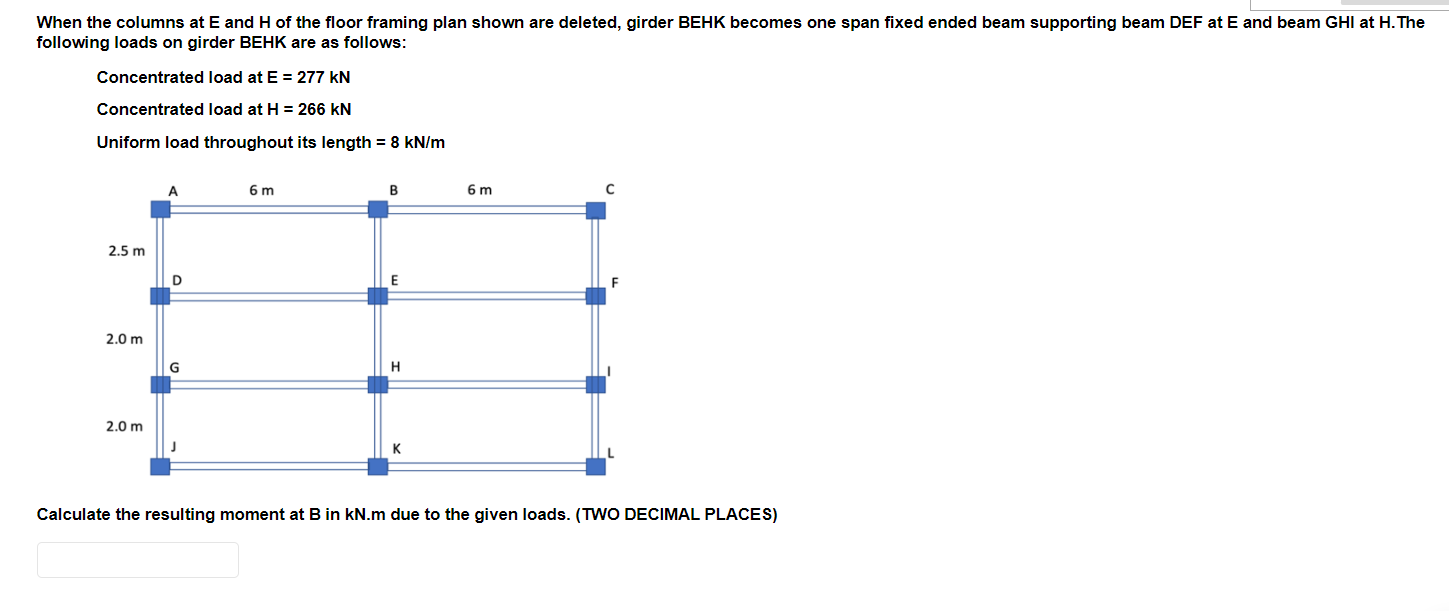 Solved When the columns at E and H of the floor framing plan | Chegg.com