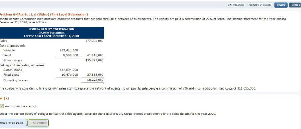 Solved (d) Calculate the estimated sales volume in sales | Chegg.com