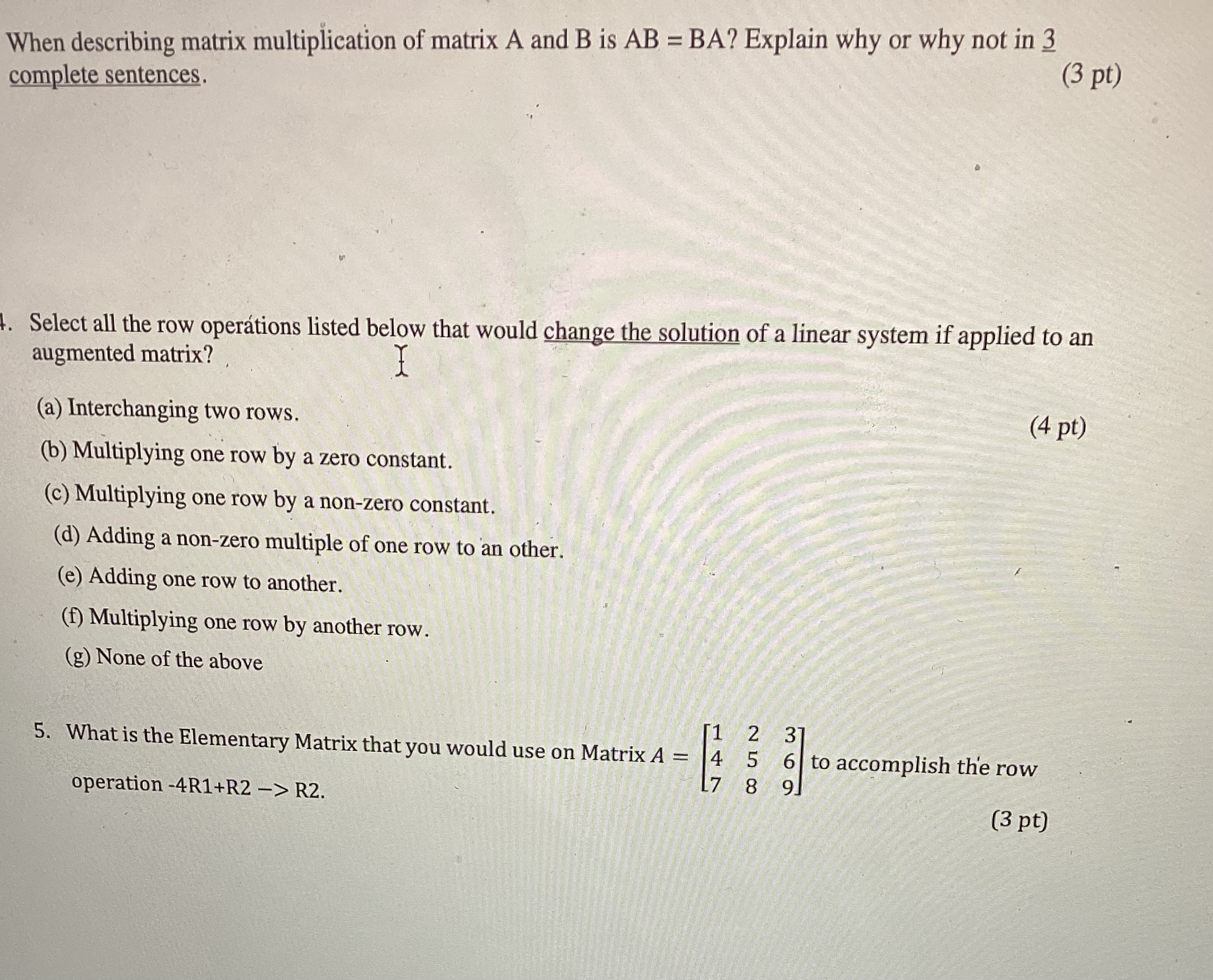 Solved When describing matrix multiplication of matrix A and | Chegg.com