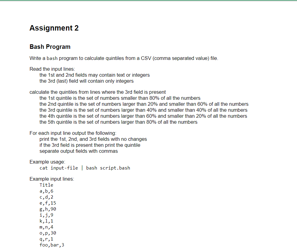 Assignment 2 Bash Program Write A Bash Program To 6610