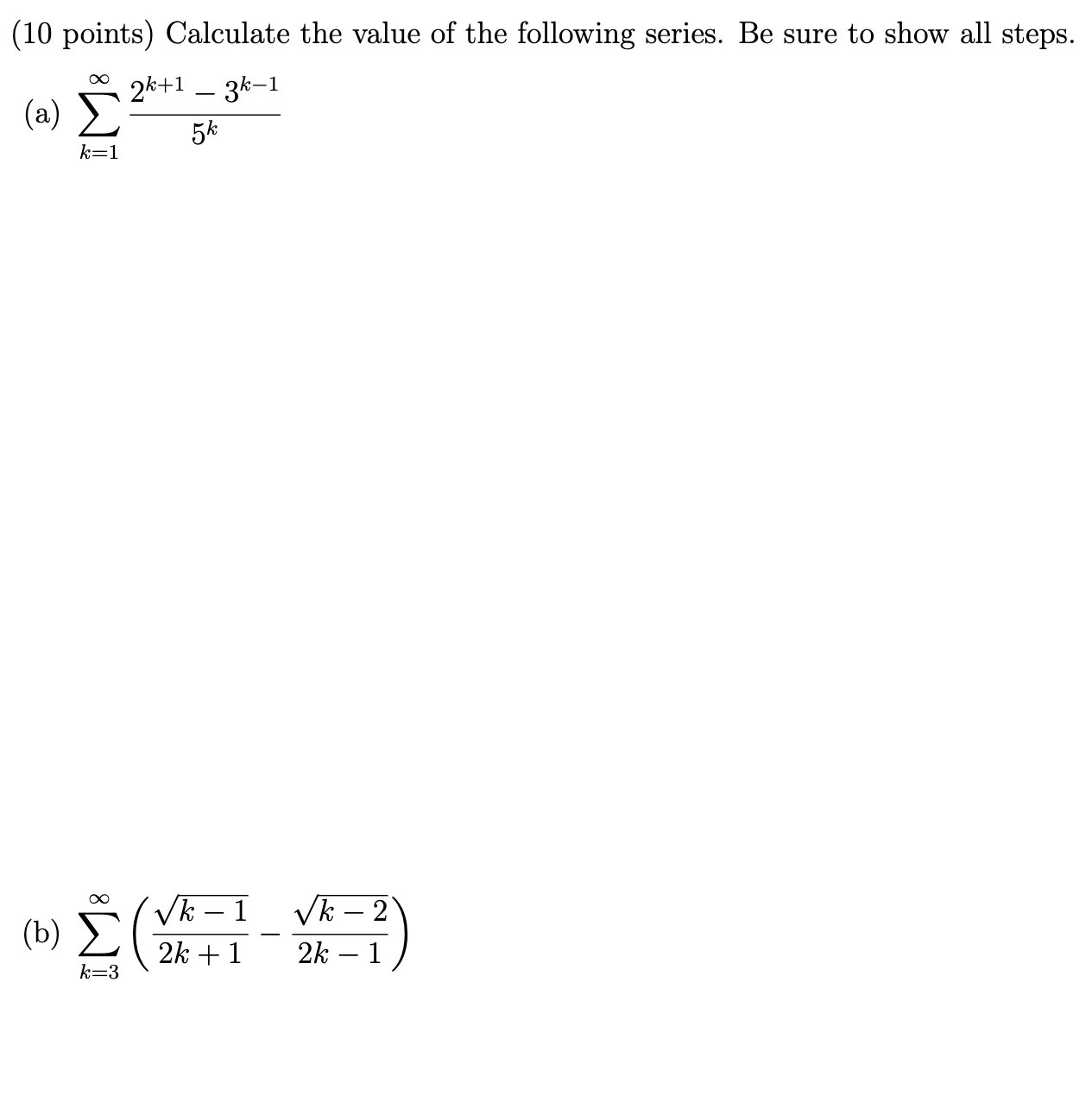 (10 points) Calculate the value of the following | Chegg.com